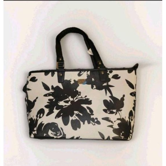 JAFRA | Bags | Black White Floral Shoulder Bag Purse With Dust Bag ...